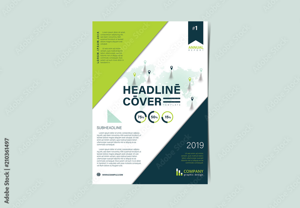 Flyer Layout with Diagonal Elements Stock Template | Adobe Stock