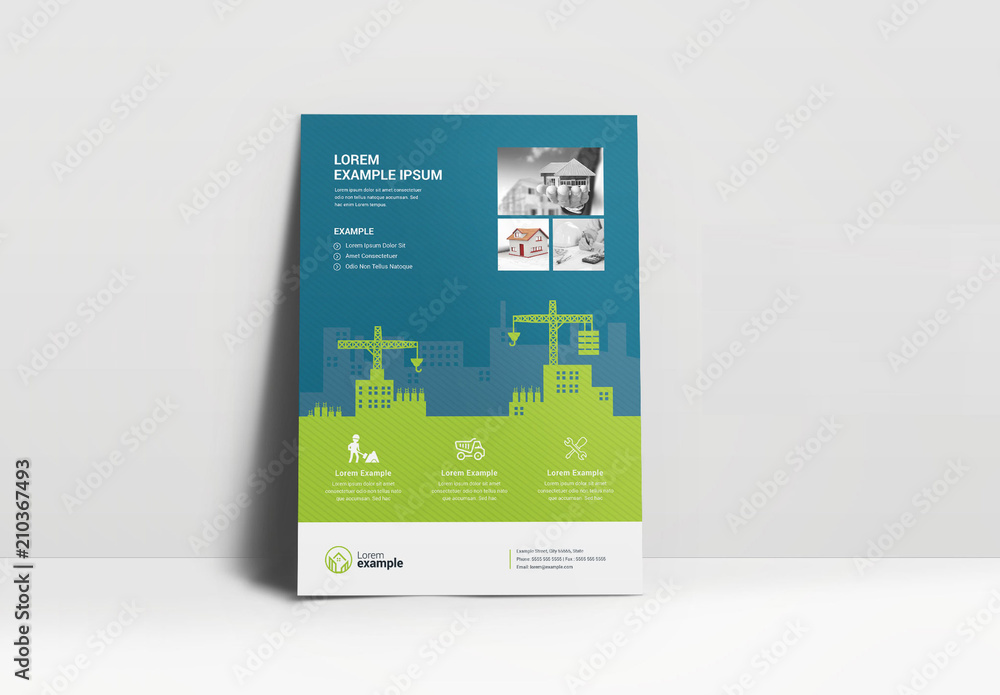 Business Flyer Layout with Construction Graphics Stock Template | Adobe ...