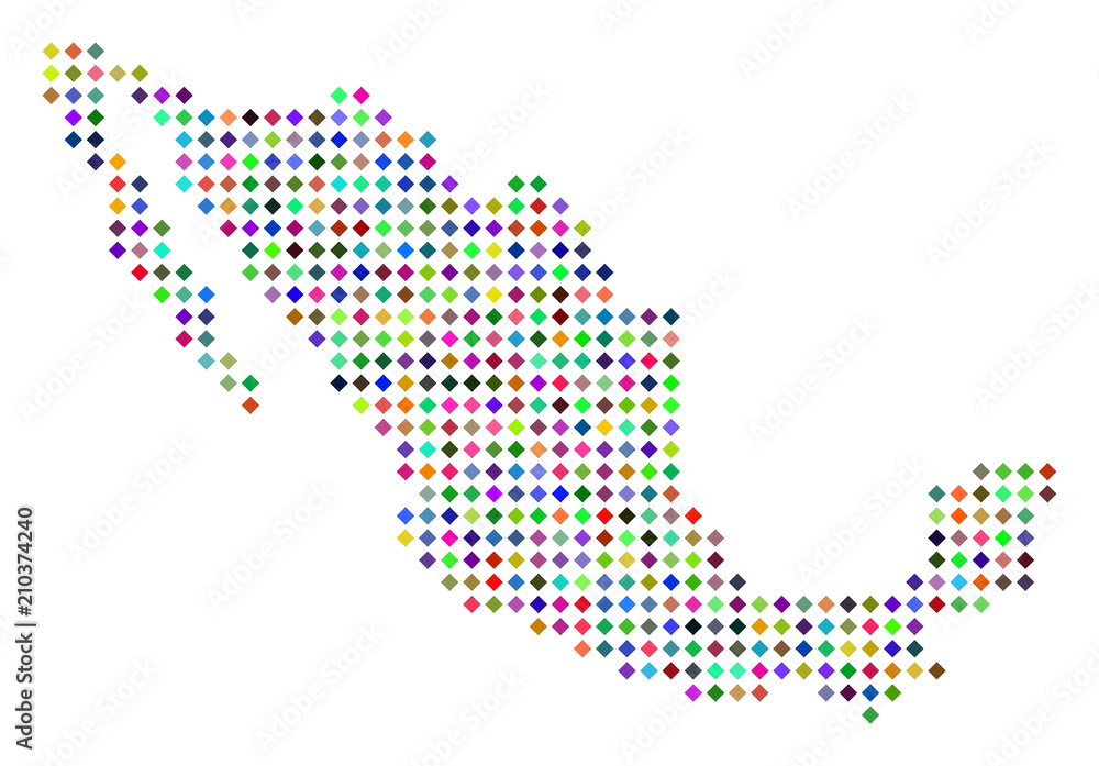 Multicolored dotted Mexico map. Vector abstraction of Mexico map made ...
