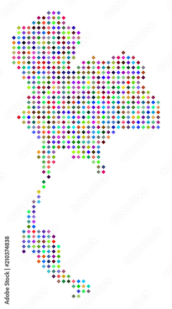 Multi colored dotted Thailand map. Vector concept of Thailand map ...