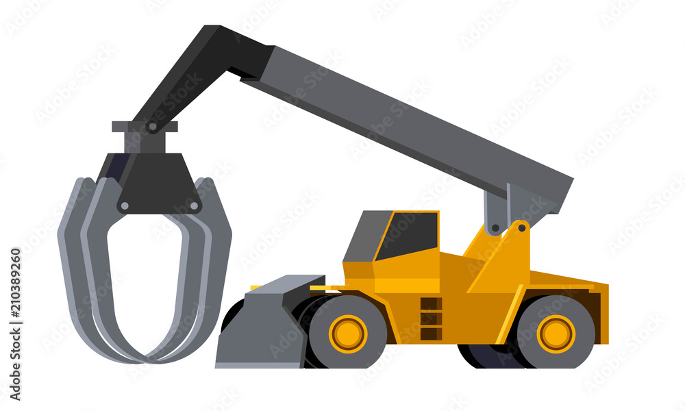 Minimalistic icon log stacker front side view. Heavy weight loader ...