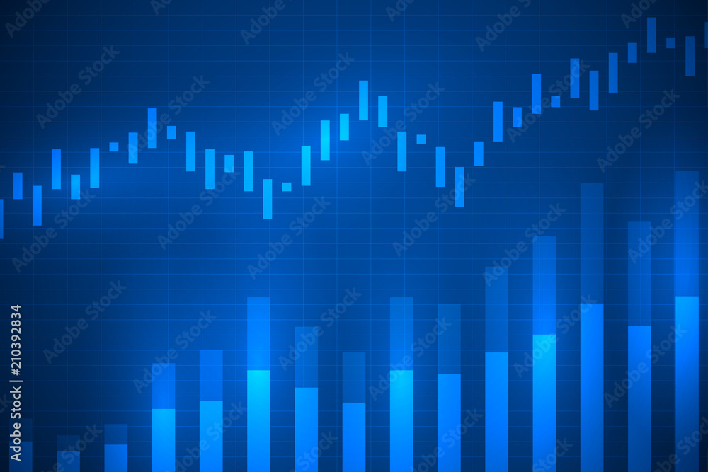 Business chart with uptrend line graph, bar chart and stock market on ...