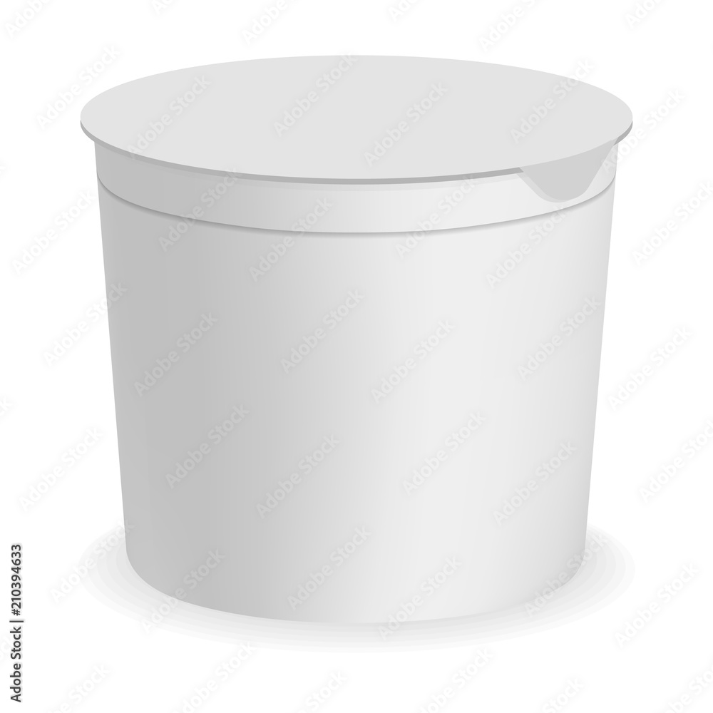 Yogurt round box mockup. Realistic illustration of yogurt round box ...