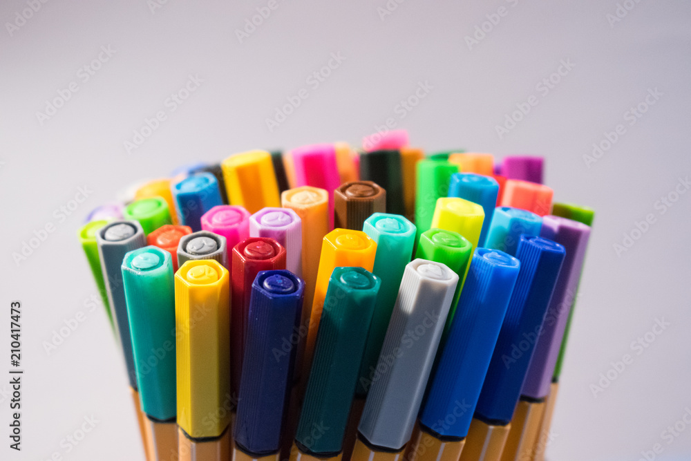 colorfull markers on the desk Stock Photo | Adobe Stock