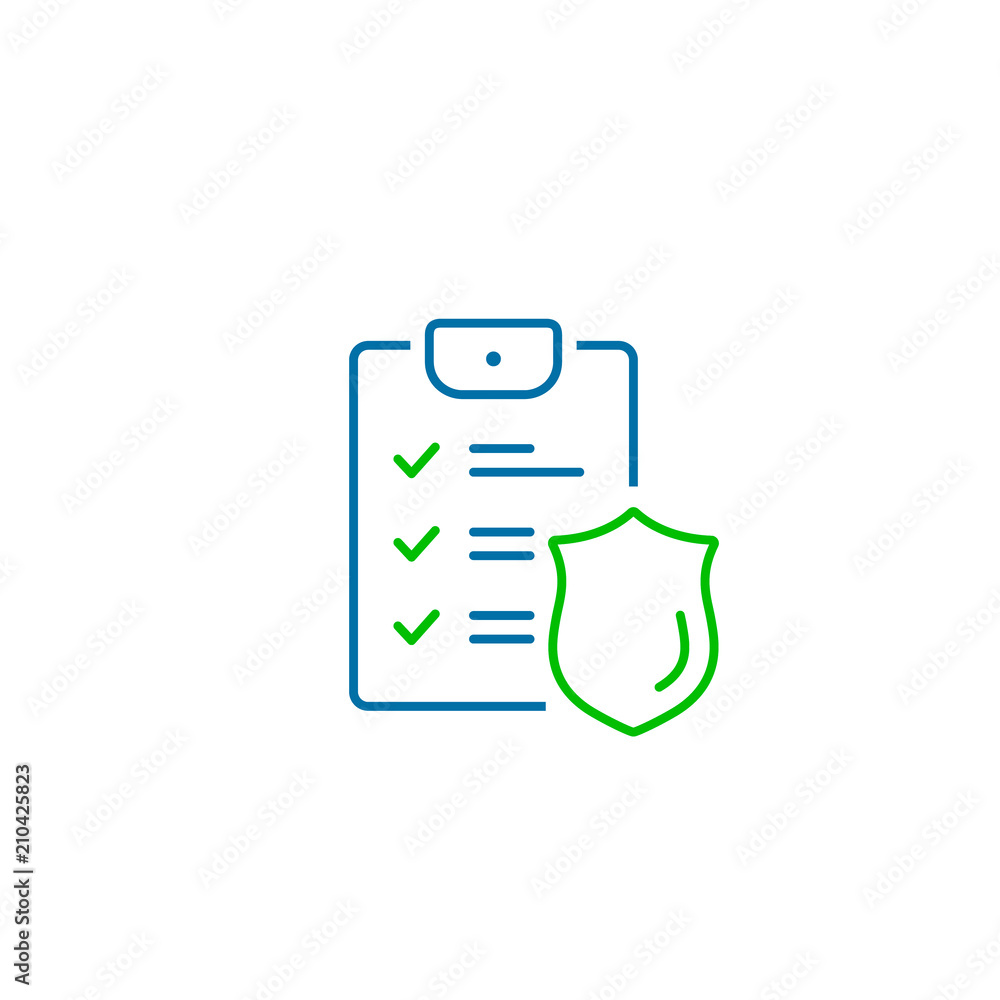 Checklist and shield, Insurance policy concept, data document security ...