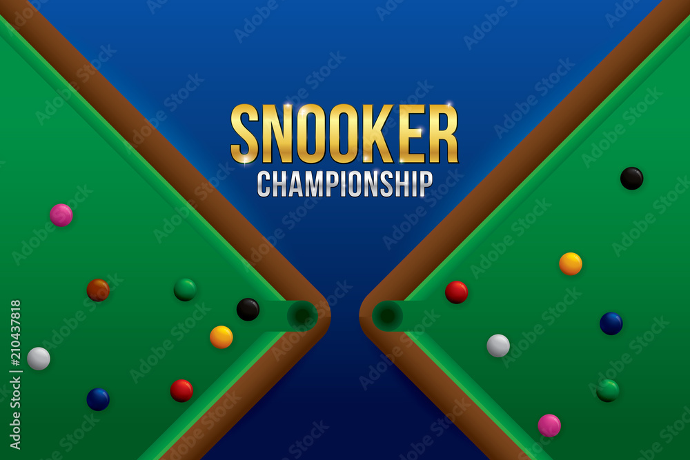 Vector of snooker championship with balls and green snooker table ...