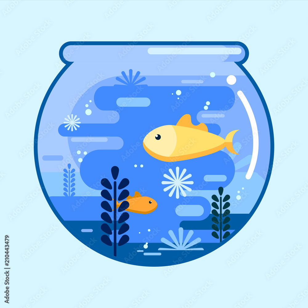Glass Fish Bowl Vector