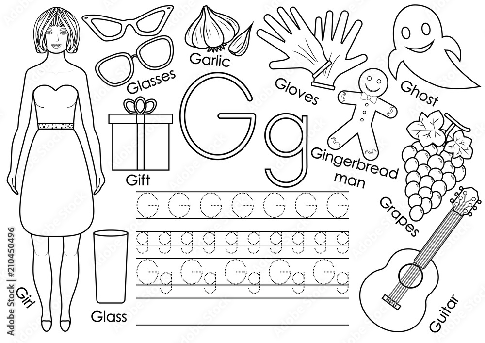 Letter G English Alphabet Writing Practice Educational Game For letter-g-english-alphabet-writing-practice-educational-game-for