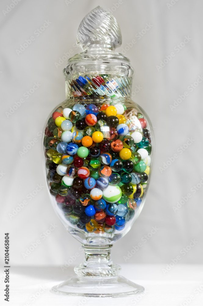 Colorful Marbles In A Jar