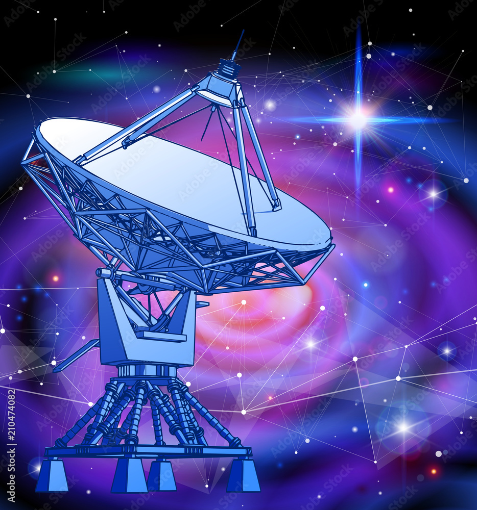 Satellite Dishes Antenna - doppler radar, digital wave and blue ...