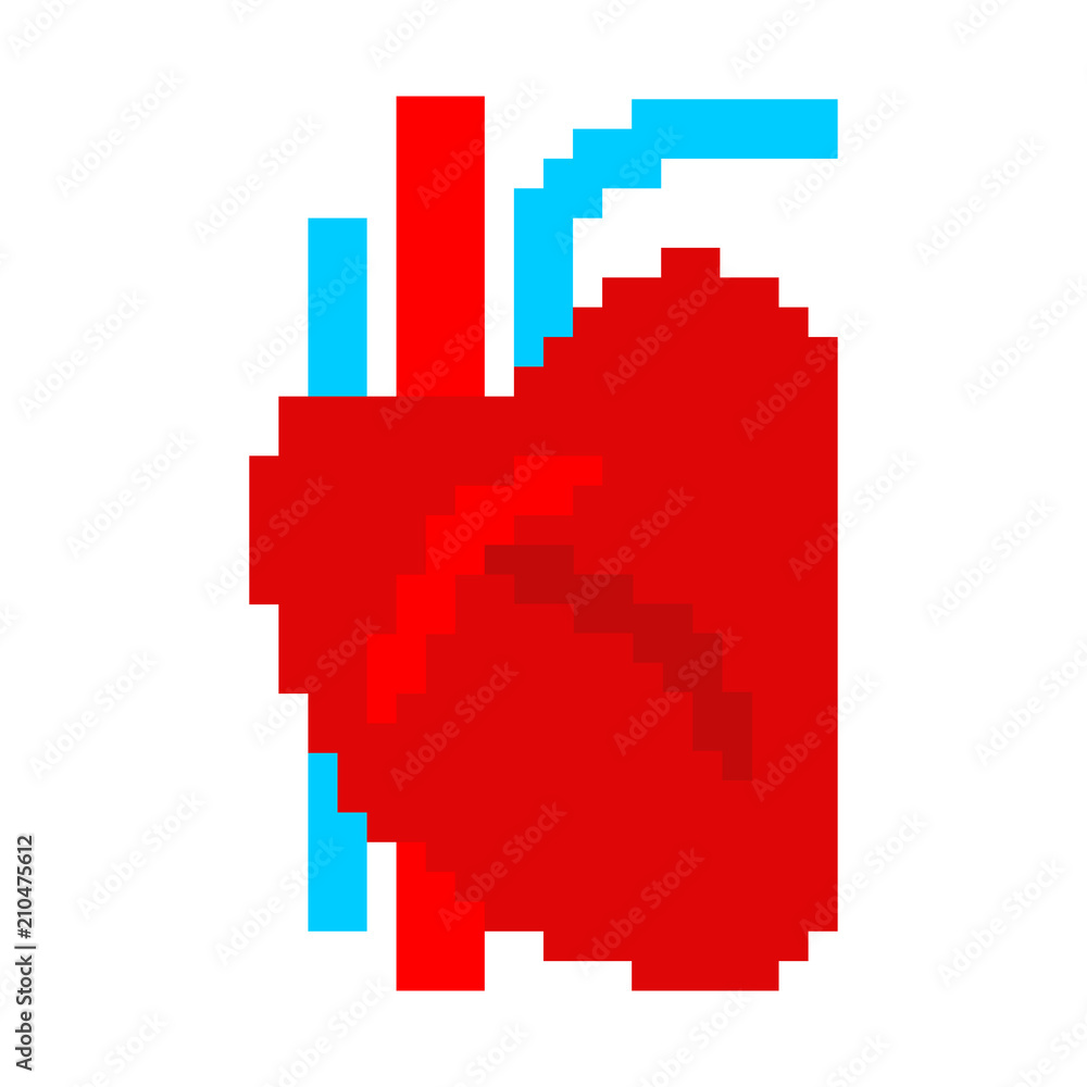 Heart human pixel art. Organ of man 8 bit. Vector illustration Stock ...