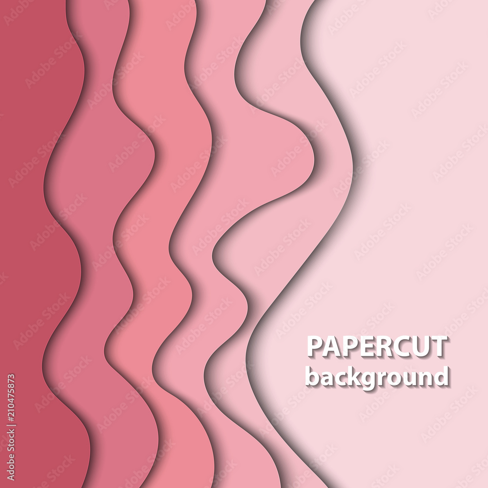 Vector background with pink color paper cut shapes. 3D abstract paper ...