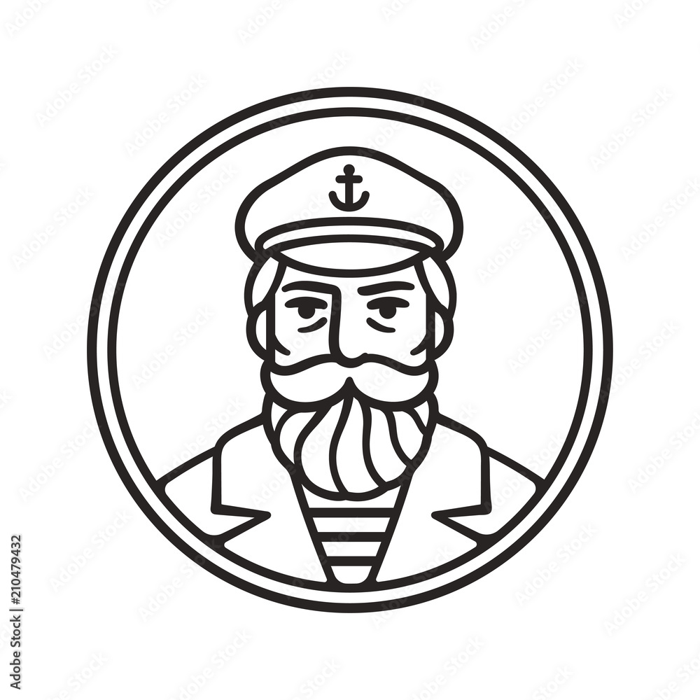 Vintage captain portrait Stock Vector | Adobe Stock