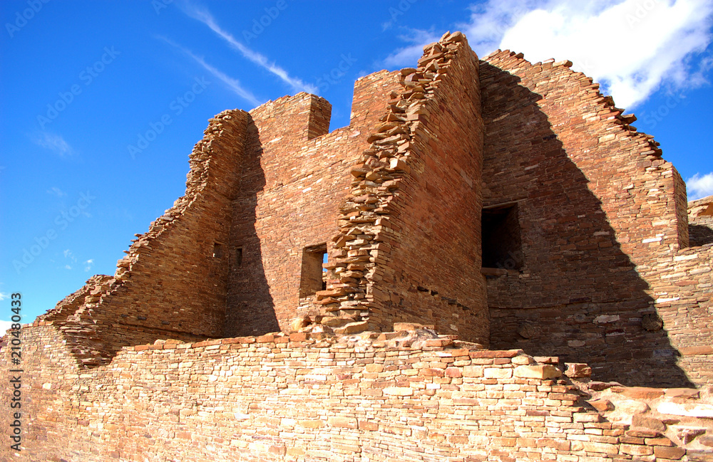 Chaco Canyon Anizazi great house interior ruins in Northern New Mexico ...