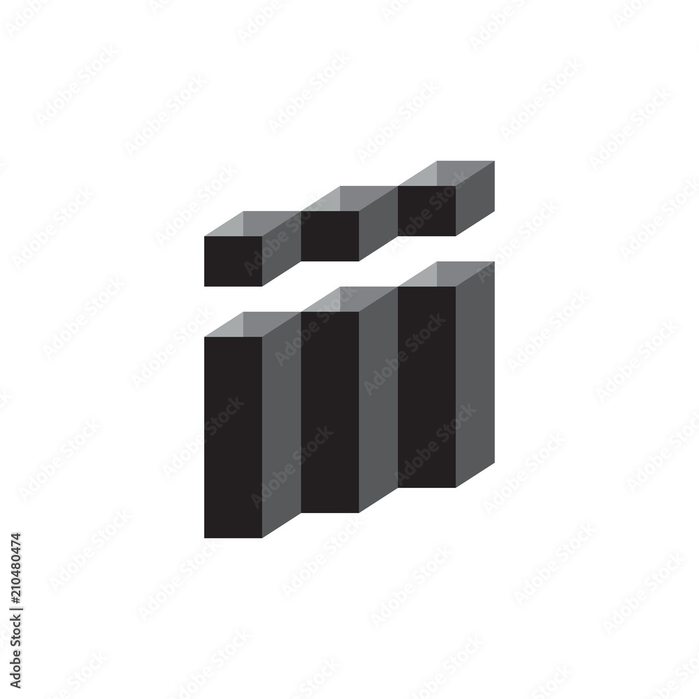 Triple i letter logo 3D vector black and white Stock Vector | Adobe Stock