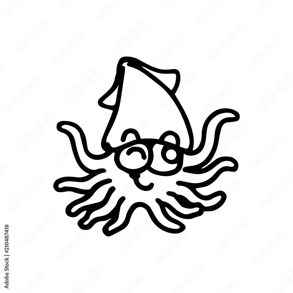 Squid cartoon illustration isolated on white background for children ...