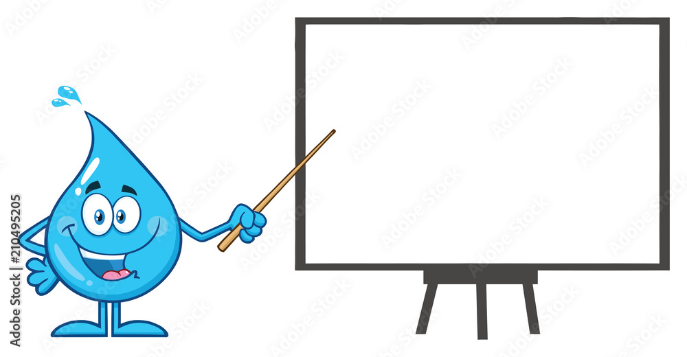 Talking Blue Water Drop Cartoon Mascot Character Using A Pointer Stick ...