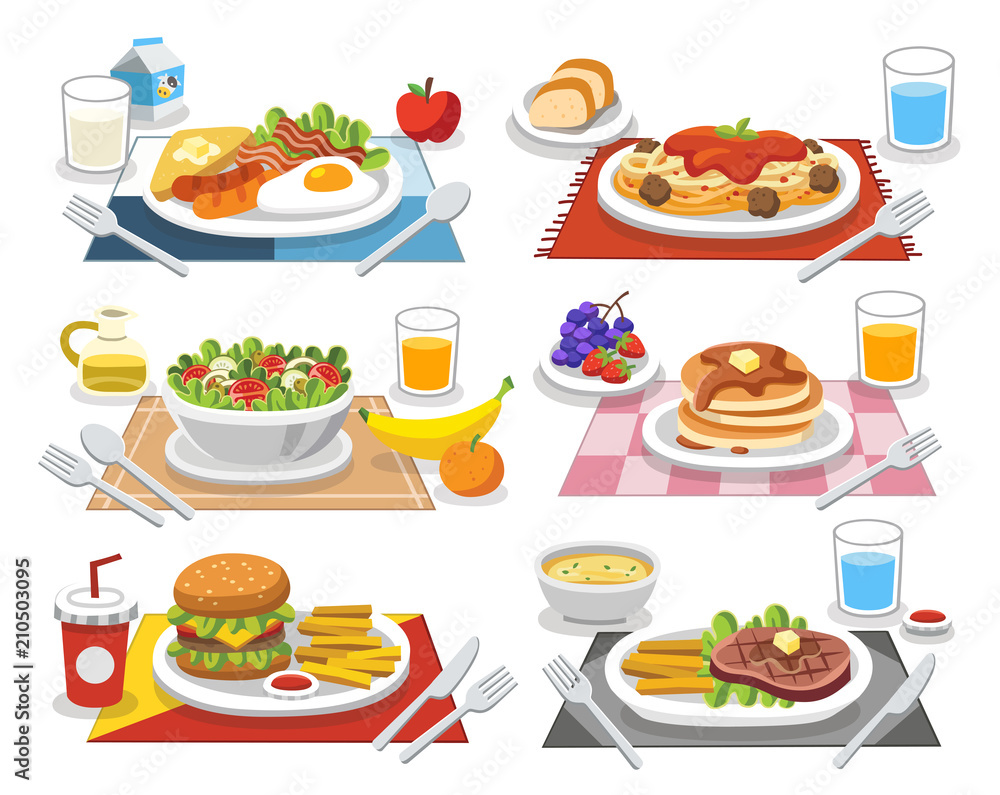 Sample food at each meal. Meals of people who should eat in a day ...
