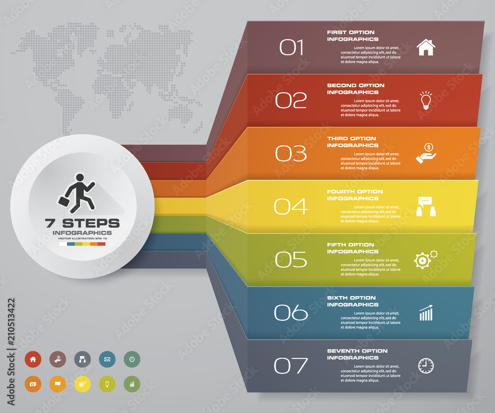 7 steps Infographics element chart for presentation. EPS 10. Arrow ...