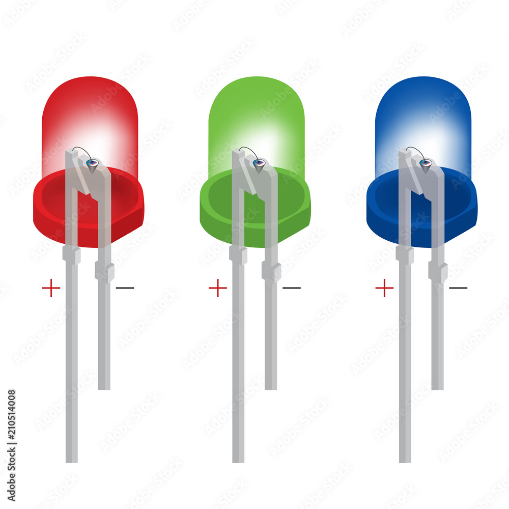 Light Emitting Diode (LED) structure. Isolated background. Education ...