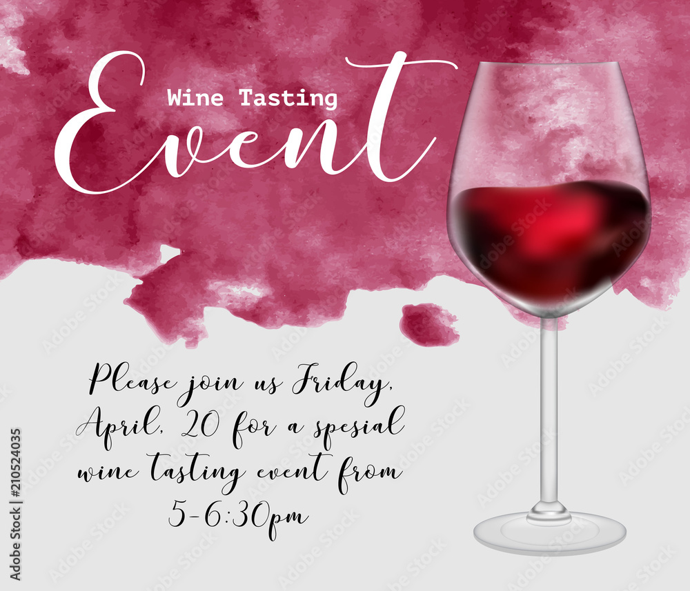 Wine tasting event flyer template, vector illustration. Transparent ...