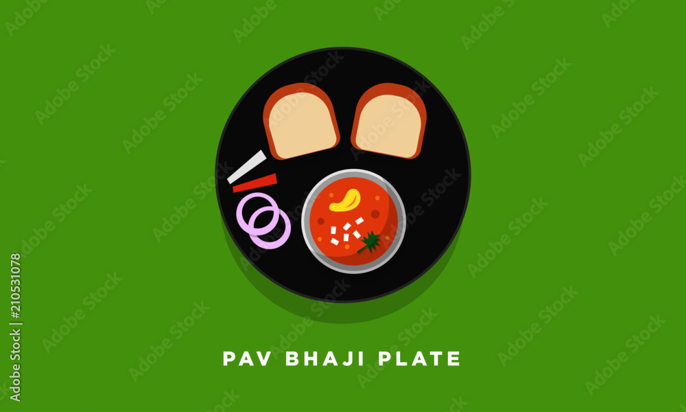 Pav Bhaji Vector Illustration. Indian Pav and Bhaji Concept. Indian ...