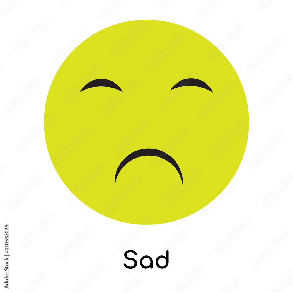 Sad icon vector sign and symbol isolated on white background, Sad logo ...