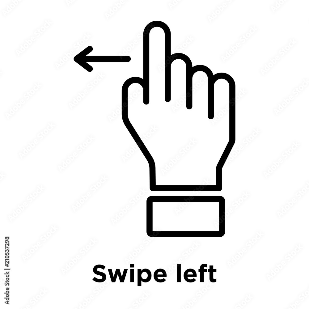 Swipe left icon vector sign and symbol isolated on white background ...