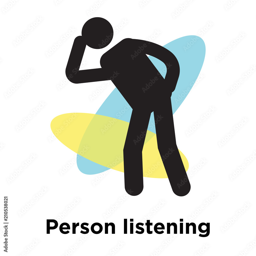 Person listening icon vector sign and symbol isolated on white ...