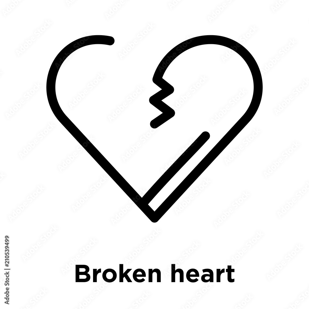 Broken heart icon vector sign and symbol isolated on white background ...