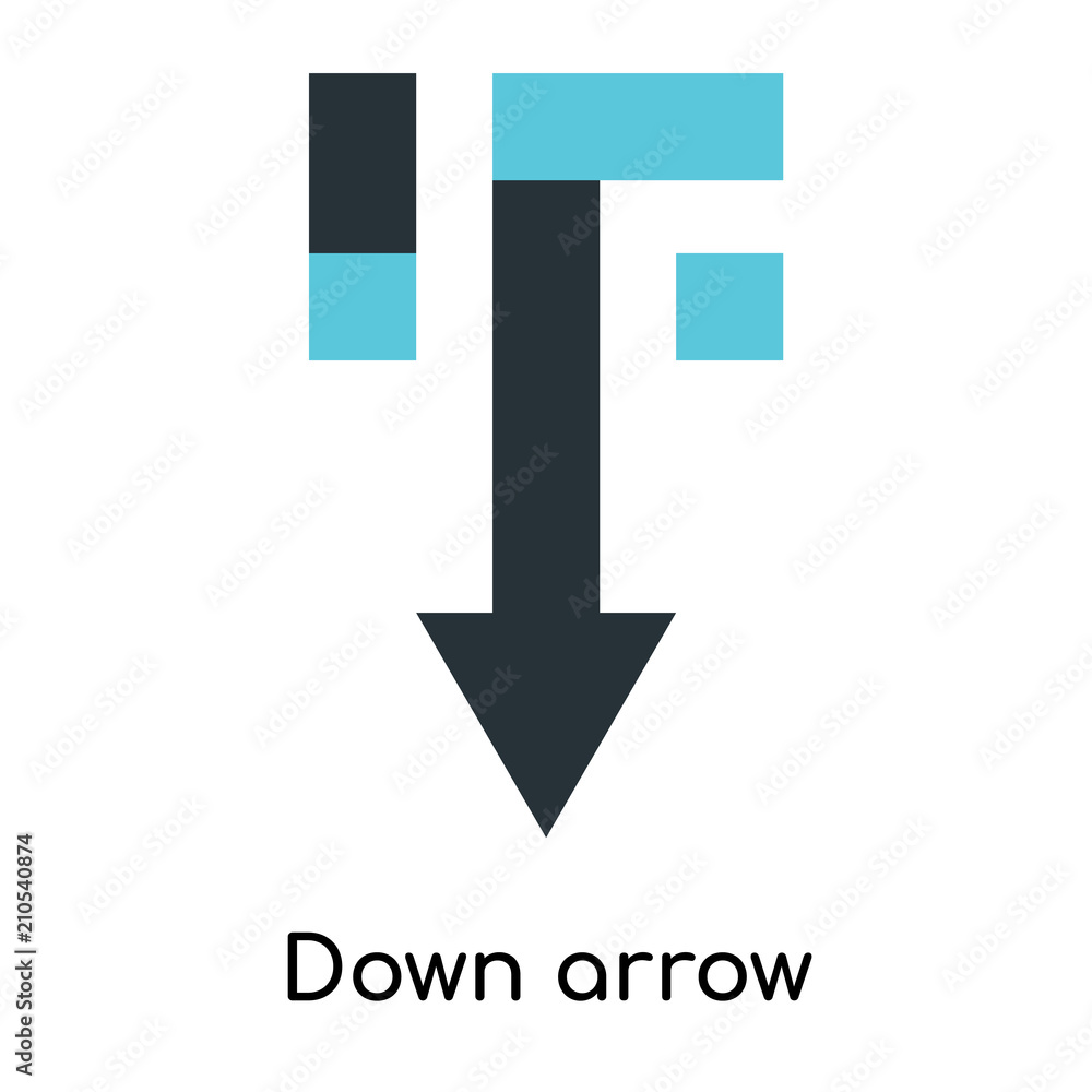 Down arrow icon vector sign and symbol isolated on white background ...