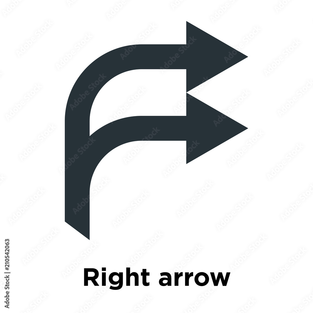 Right arrow icon vector sign and symbol isolated on white background ...