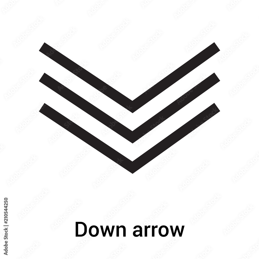 Down arrow icon vector sign and symbol isolated on white background ...