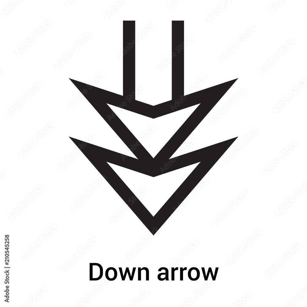 Down arrow icon vector sign and symbol isolated on white background ...