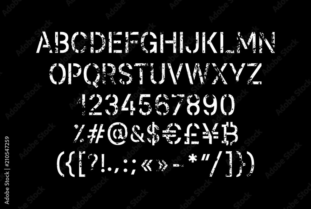 Poster Stencil pattern latin typeface, editable font with uppercase ...