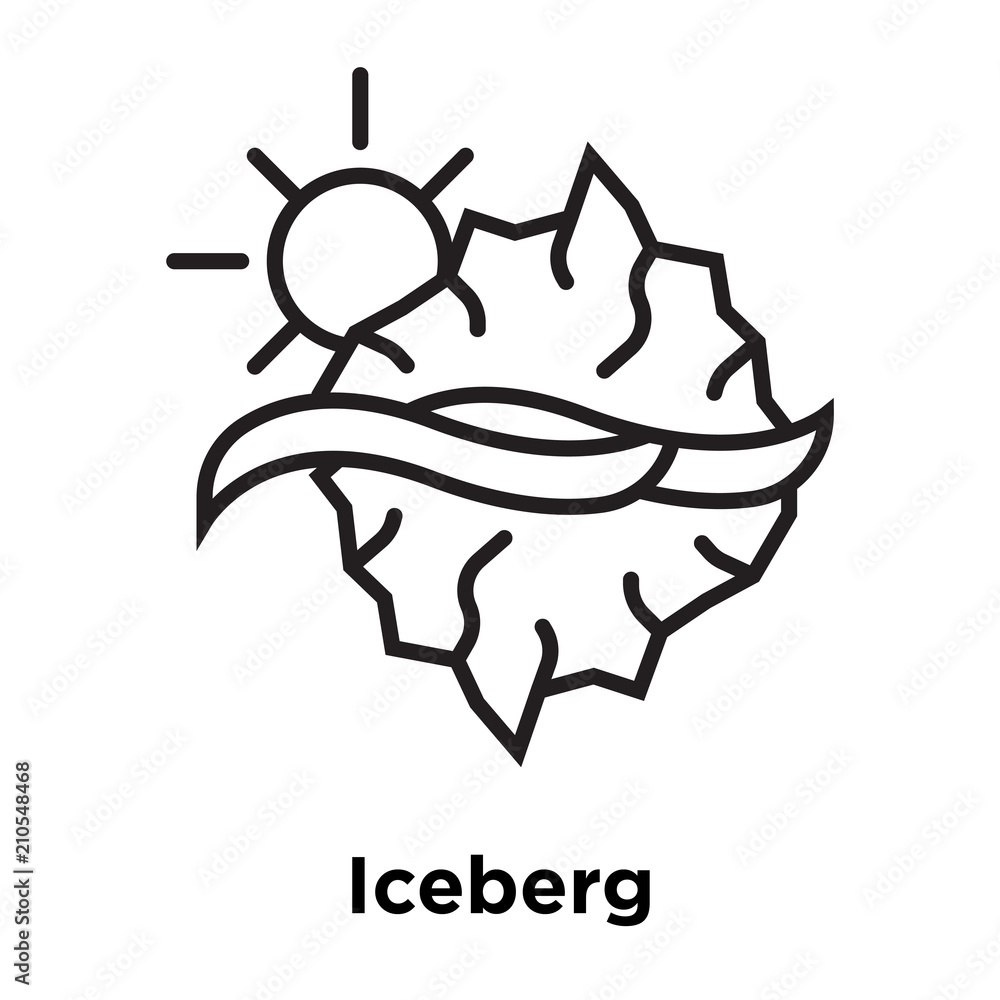 Iceberg icon vector sign and symbol isolated on white background ...
