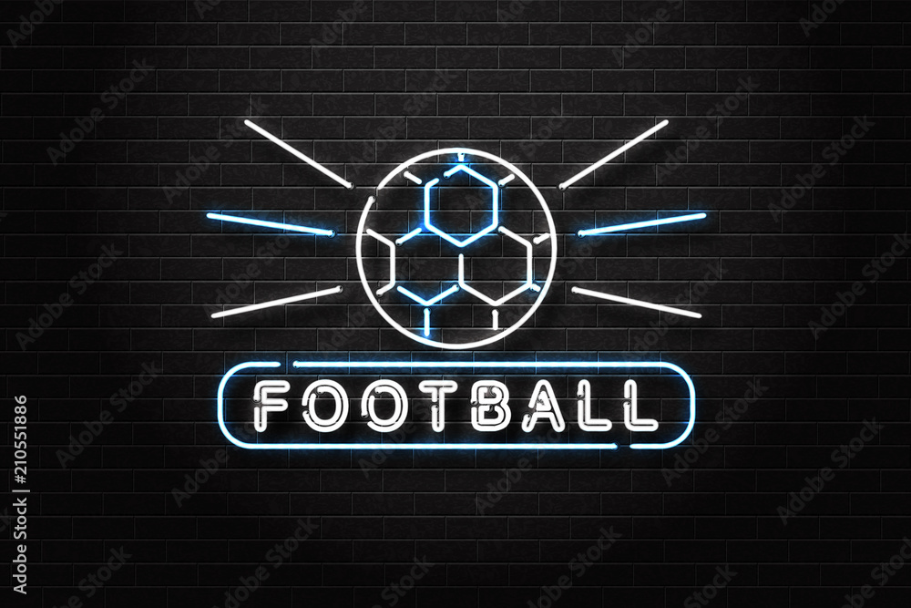 Vector realistic isolated neon sign of Football logo for decoration and ...