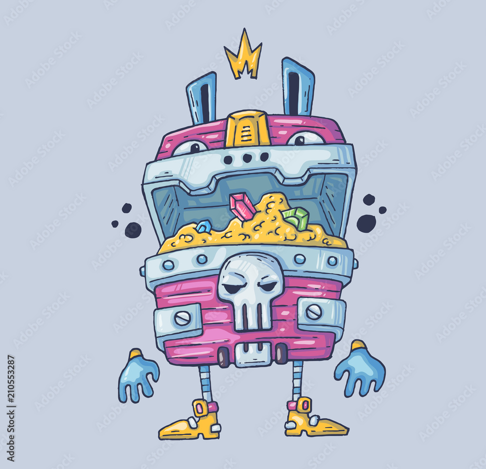 Funny Treasure Chest. Cartoon illustration for print and web. Character ...
