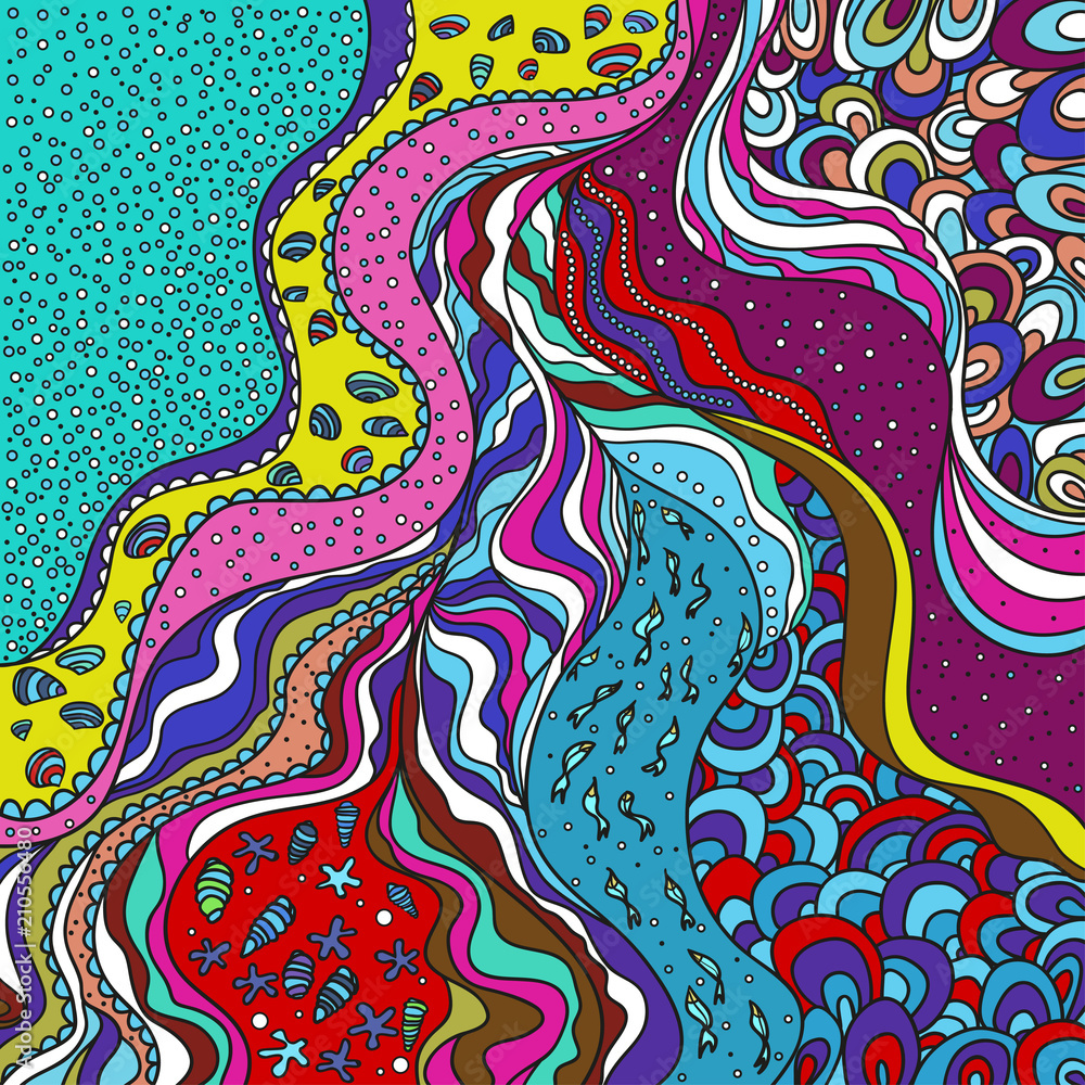 Pattern with lines and waves. Universal geometric texture. Mandala ...