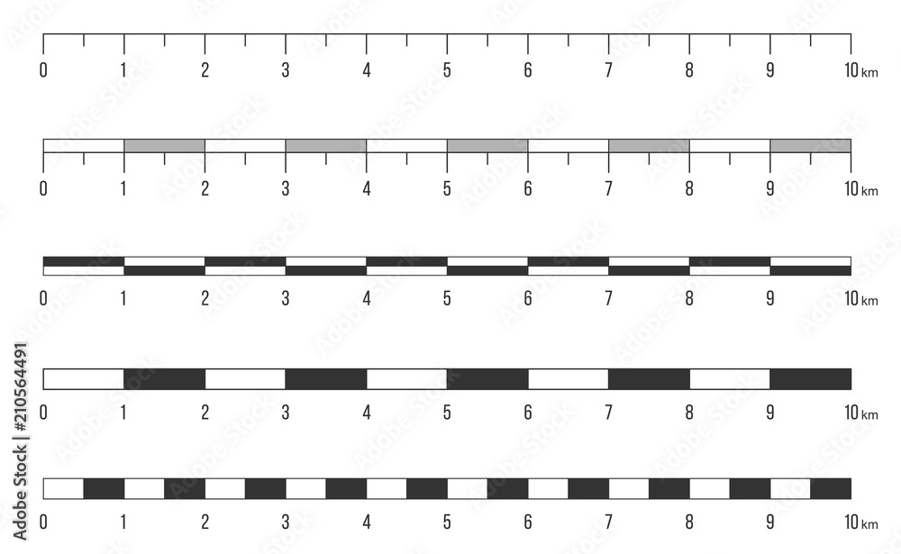 Vecteur Stock Creative vector illustration of map scale line set ...