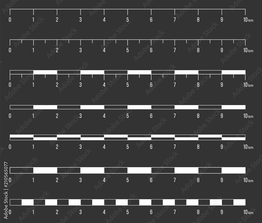 Vetor de Creative vector illustration of map scale line set isolated on ...