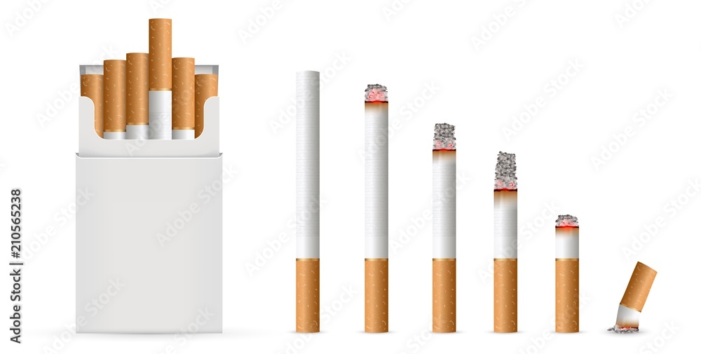 Poster Creative vector illustration of realistic cigarette set isolated ...