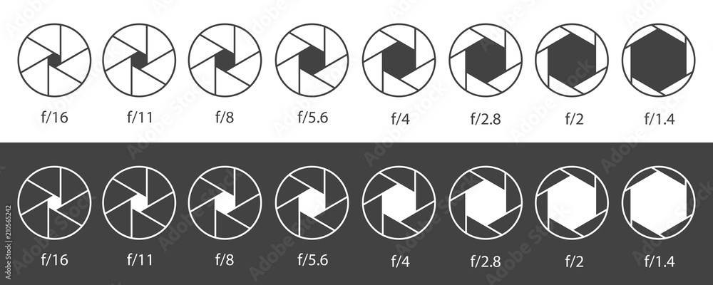 Creative vector illustration of camera shutter aperture with different ...