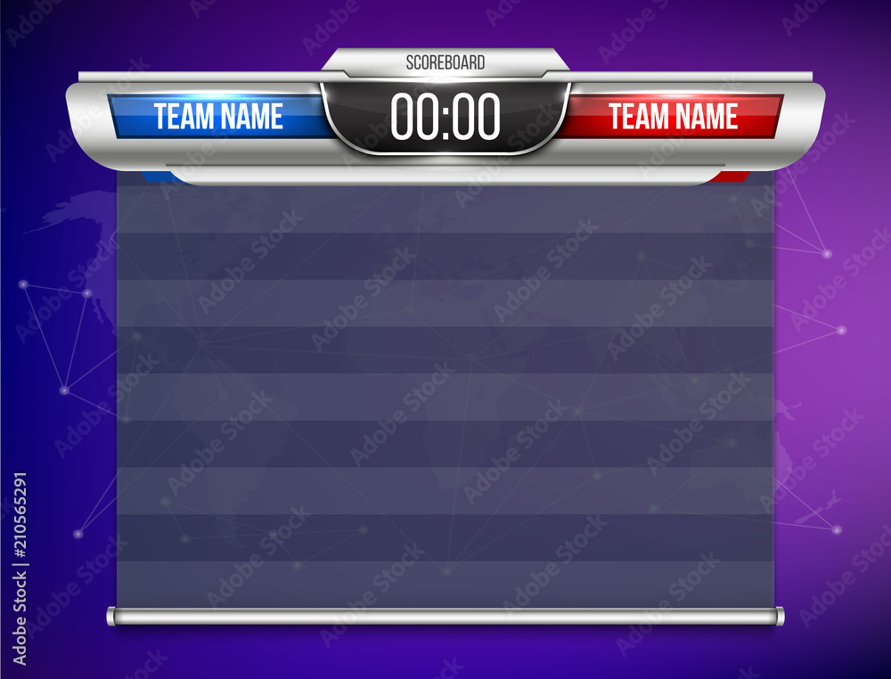 Creative vector illustration digital scoreboard broadcast graphic ...