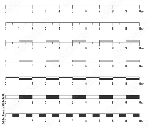 Creative vector illustration of map scale line set isolated on ...