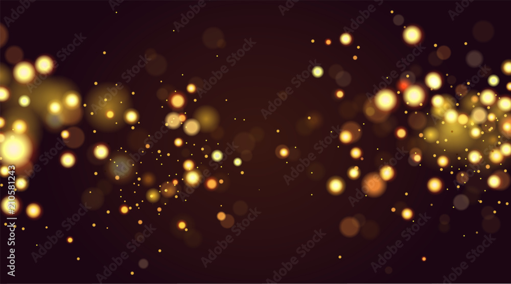 Abstract Defocused Circular Golden Bokeh Sparkle Glitter Lights