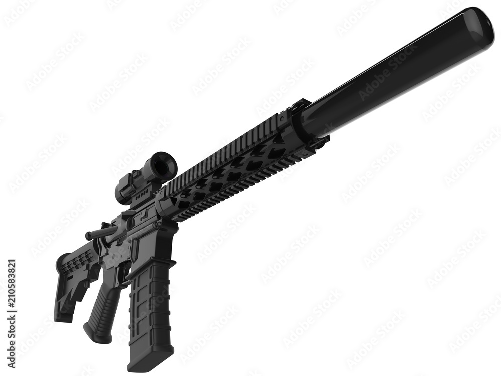 Full black modern assault rifles Stock Illustration | Adobe Stock