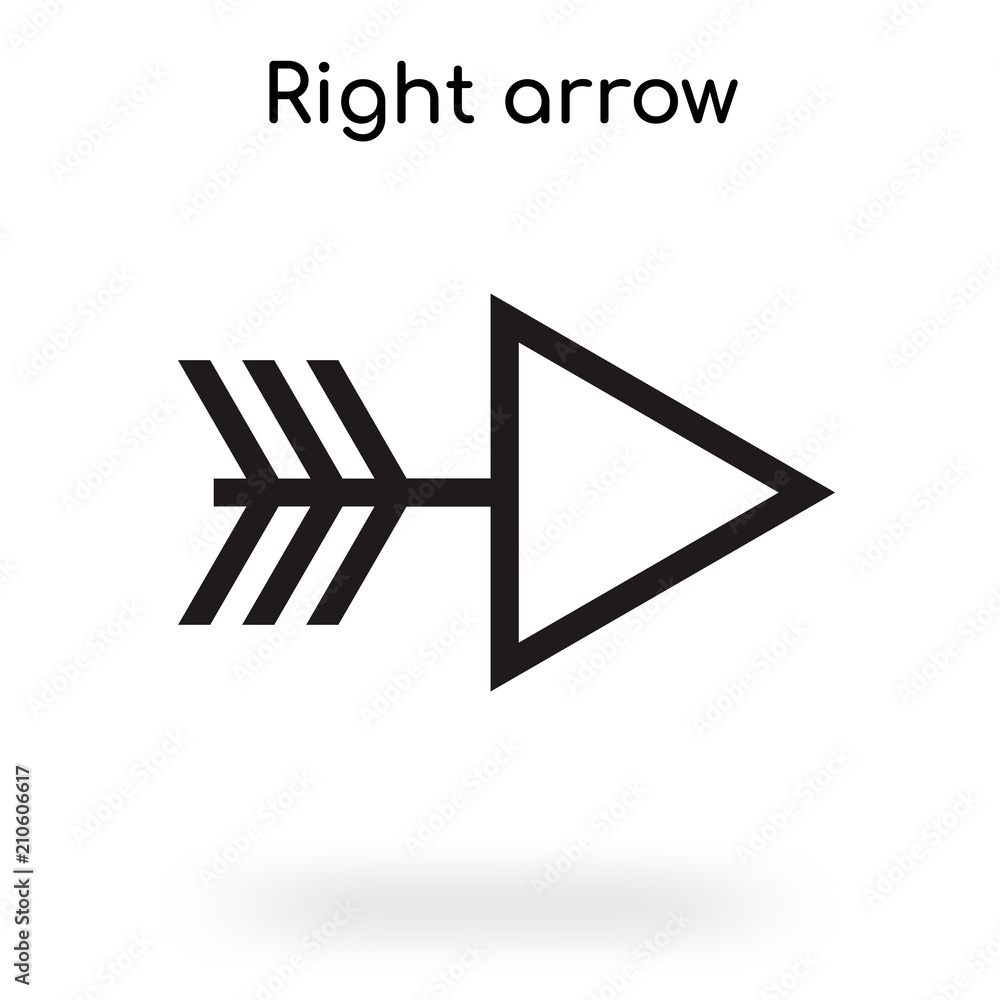 Right arrow icon vector sign and symbol isolated on white background ...