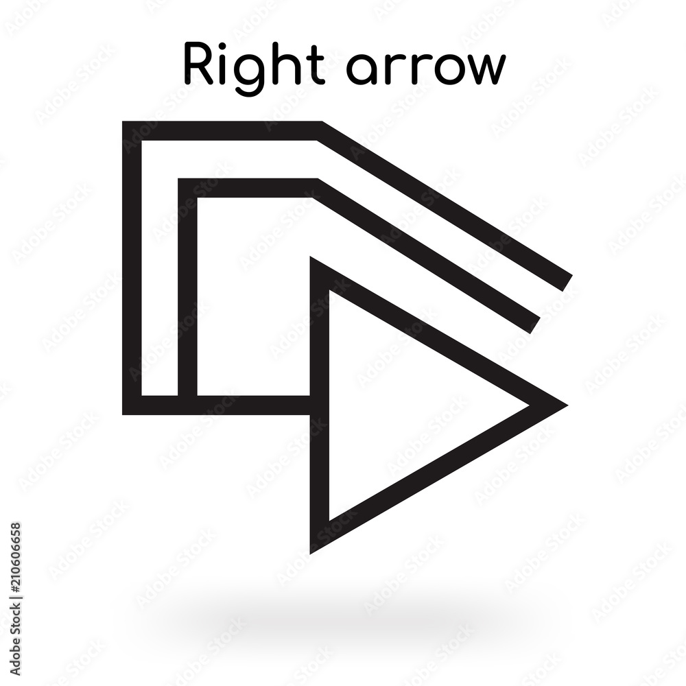 Right arrow icon vector sign and symbol isolated on white background ...