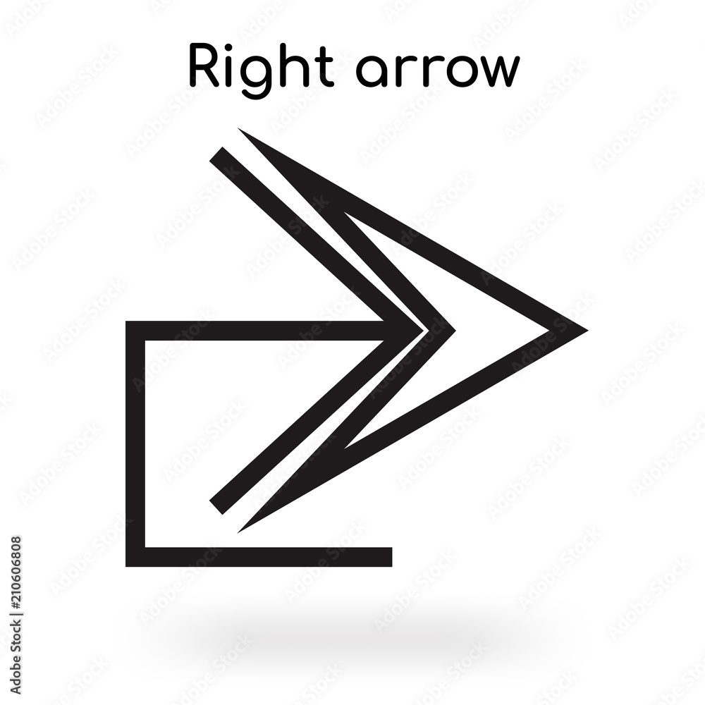 Right arrow icon vector sign and symbol isolated on white background ...